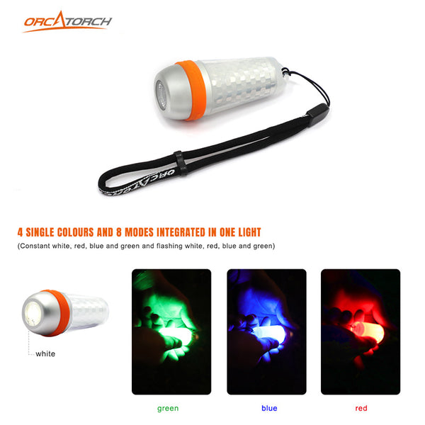 OrcaTorch SD03 4-Color Dive Beacon Scuba Diving Signal Lamp Flash Light Buddy Lamp SOS Light ...