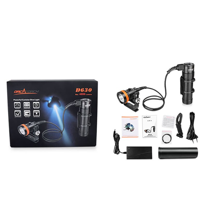 OrcaTorch D630 Canister Primary Dive Light 5 Imported LED 4000-Lumen ...